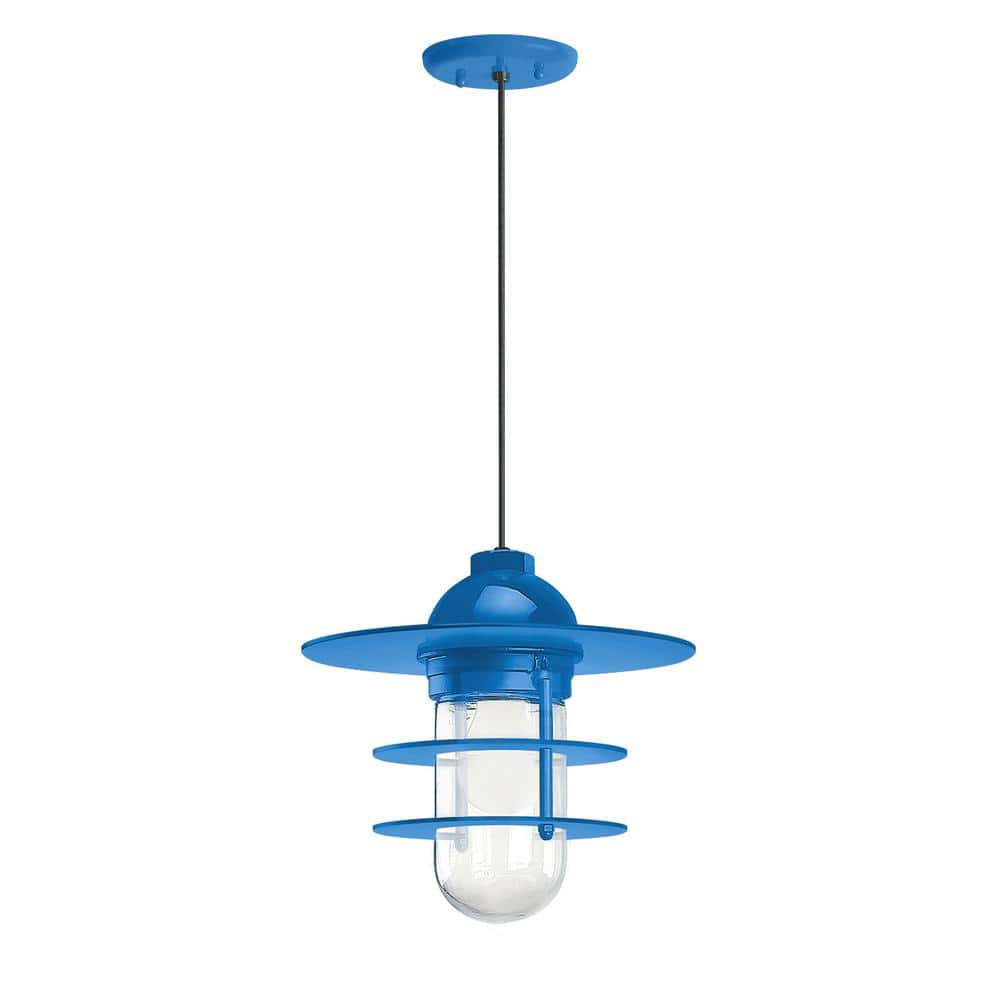 Troy RLM Retro Industrial 10 in. Shade 1-Light Blue Finish Pendant ...