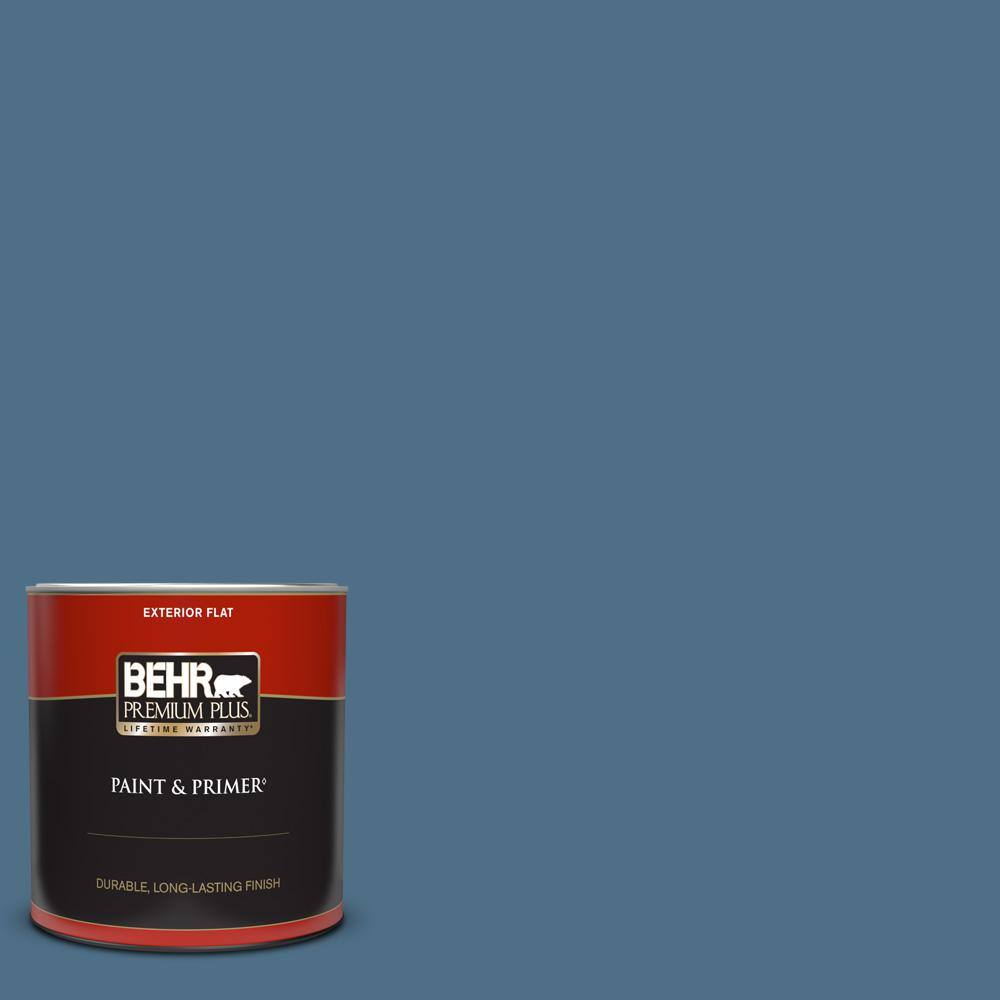 BEHR PREMIUM PLUS 1 qt. #S500-6 Shipyard Flat Exterior Paint & Primer ...