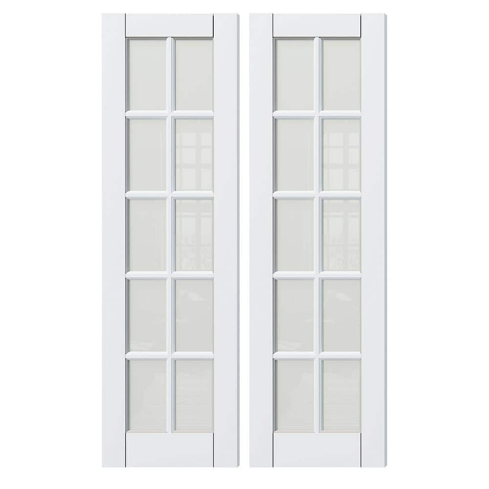 TENONER 48 in. x 80 in. (Double 24 in. W Doors) 10-Lite, White Primed ...