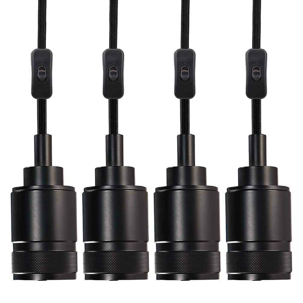 Feit Electric 60-Watt 1-Light Socket Matte Black Industrial Pendant ...