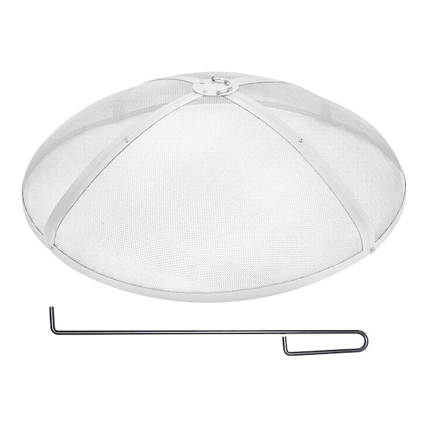 Phewnyzo 30 in. Stainless Steel Round Fire Pit Cover /Spark Screen Lid ...