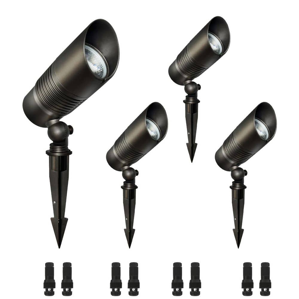 Sofiton 4-Pack 7-Watt Low Voltage 580 Lumens Bronze Outdoor Hardwired ...