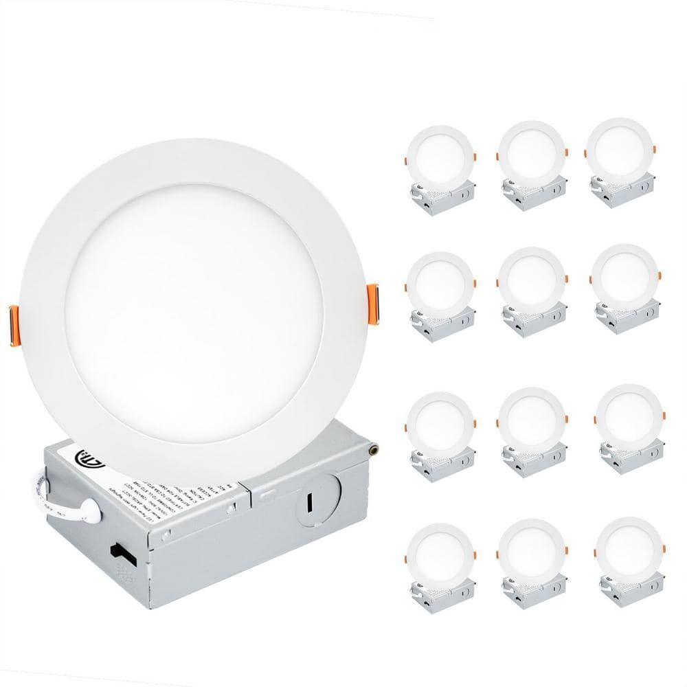 Bieuoram 6 in. Adjustable CCT Canless Indoor Integrated LED Recessed ...