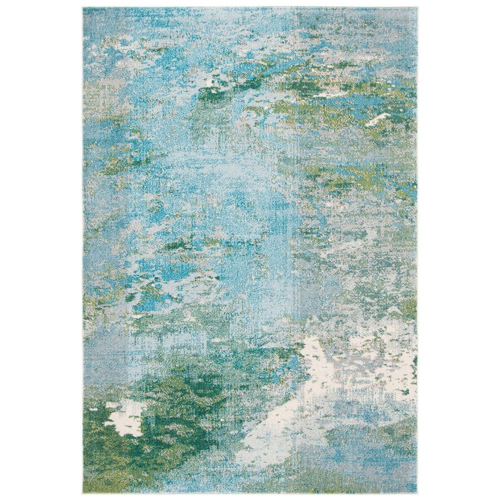 SAFAVIEH Madison Light Blue/Green 12 ft. x 15 ft. Abstract Gradient ...