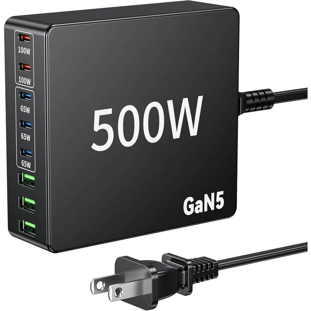 Yichuhaoxi USB C Charger 500W Fast GAN Charger Block 8 Multi Port Charging Station Hub Brick ...