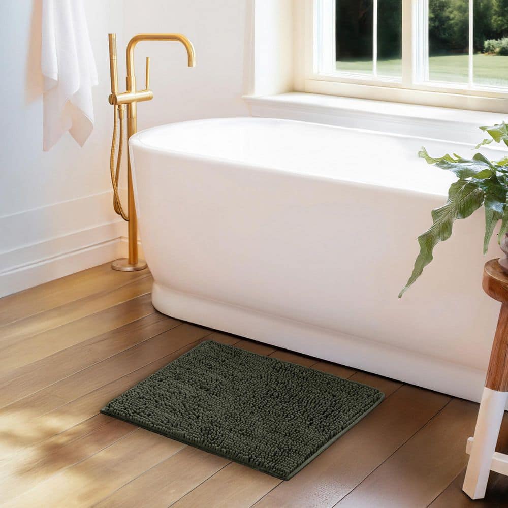 Becky Cameron Ultra Soft 24 in. x 17 in. Sage Chenille Bath Mat SHP-BM ...