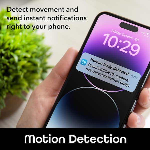 Geeni Vision 2K Wired Plug-In Indoor Smart Security Camera, Flexible ...