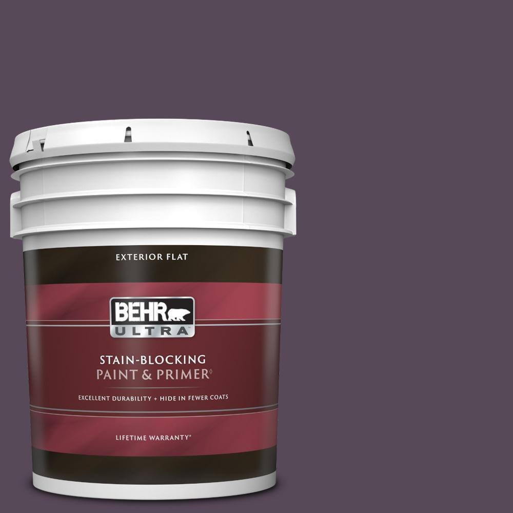 BEHR ULTRA 5 gal. #M100-7 Deep Merlot Flat Exterior Paint & Primer ...