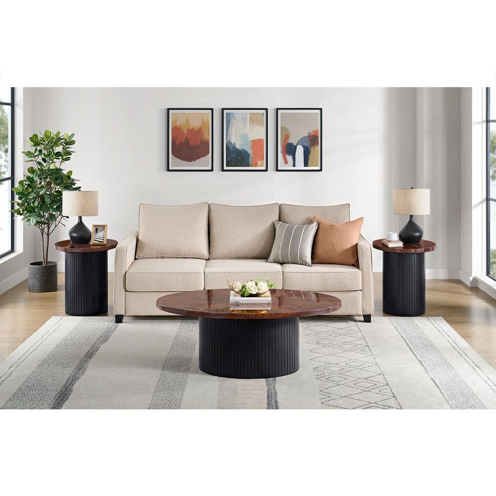 Picket House Furnishings Rosalind 22 in. Cherry and Black Round End ...