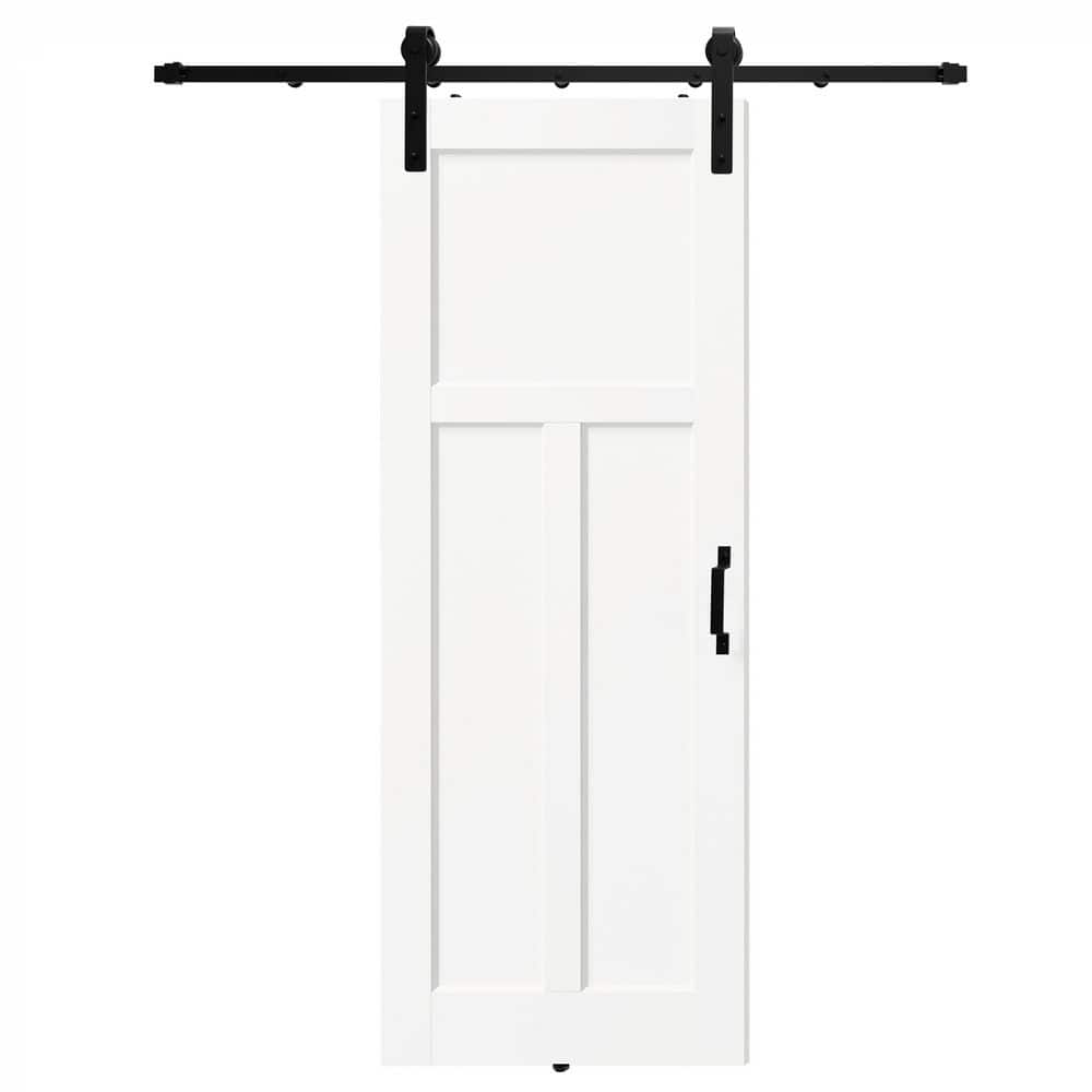 TENONER 30 in. x 80 in. T-Shaped White Primed Pine Wood Barn Door Slab ...
