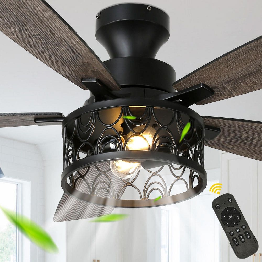 Oaks Aura Paine 52 in. Indoor Standard Black Modern Industrial Ceiling ...