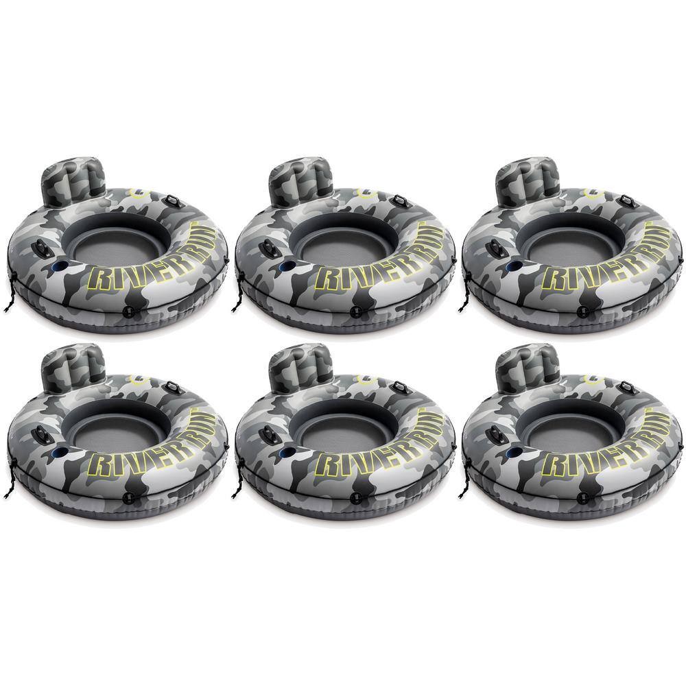 Intex River Run I Camo Inflatable Floating Tube Raft with Cup Holders ...