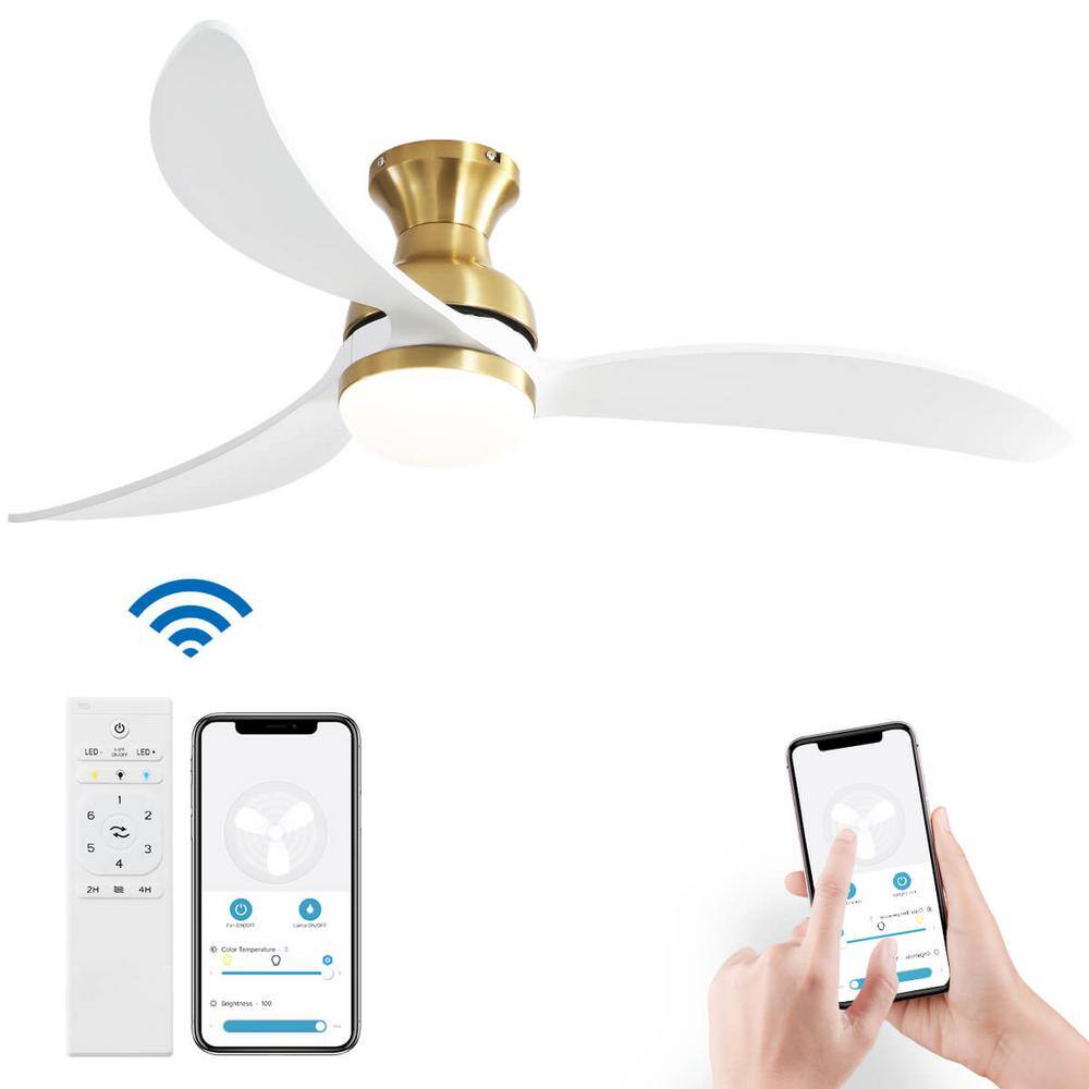 Sofucor 52 in. Integrated LED Indoor/Outdoor Gold Smart Ceiling Fan 3 ...