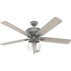 Hunter Grantham 60 in. LED Indoor Matte Silver Ceiling Fan with Light ...