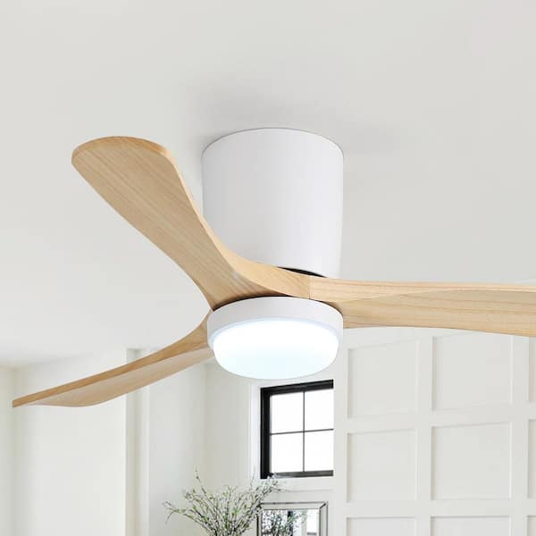 CACI Mall 42 in. Indoor Matte White Standard Flush Mount Ceiling fan ...