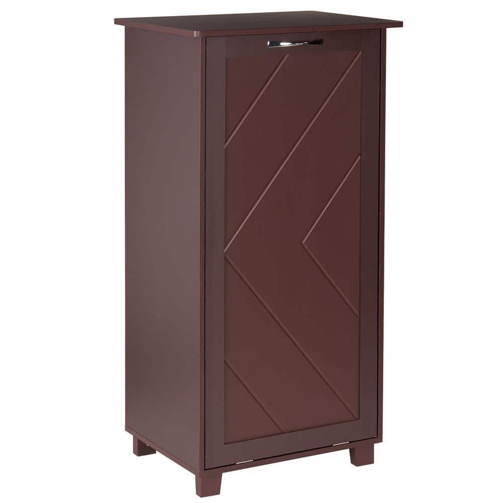 VECELO Kitchen Trash Bin Cabinet Brown Wood 20.47 in. Buffet Sideboard ...