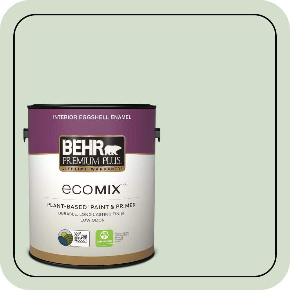 BEHR PREMIUM PLUS 1 gal. #440E-2 Herbal Mist Eggshell Enamel EcoMix ...