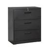 Tatahance 3-Drawer Black Metal Steel Lateral Filing Cabinet with Large ...