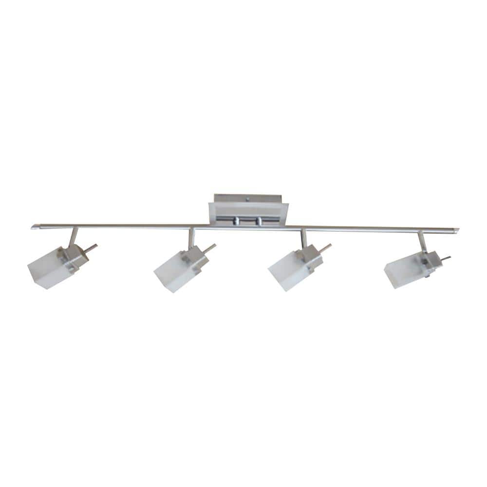 32 in. 4-Light Brushed Nickel Halogen Track Lighting Kit with Frosted ...