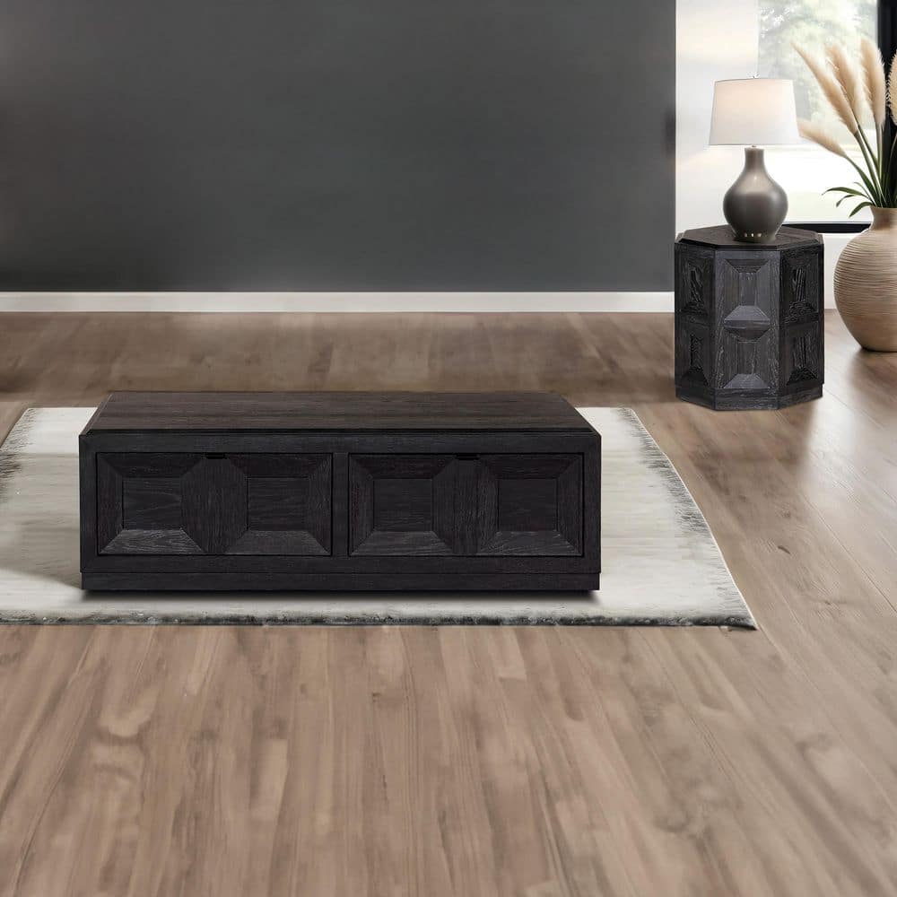 Furniture of America Flonnin 2-Piece 54 in. Weathered Black Rectangle ...