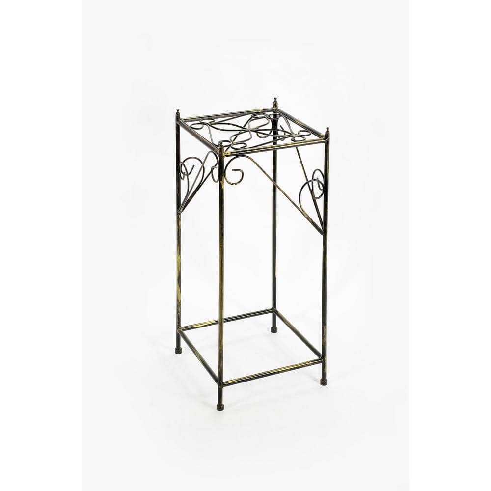 ORE International 28.54 in. Black/Gold Square Cast Metal Large Lattice ...