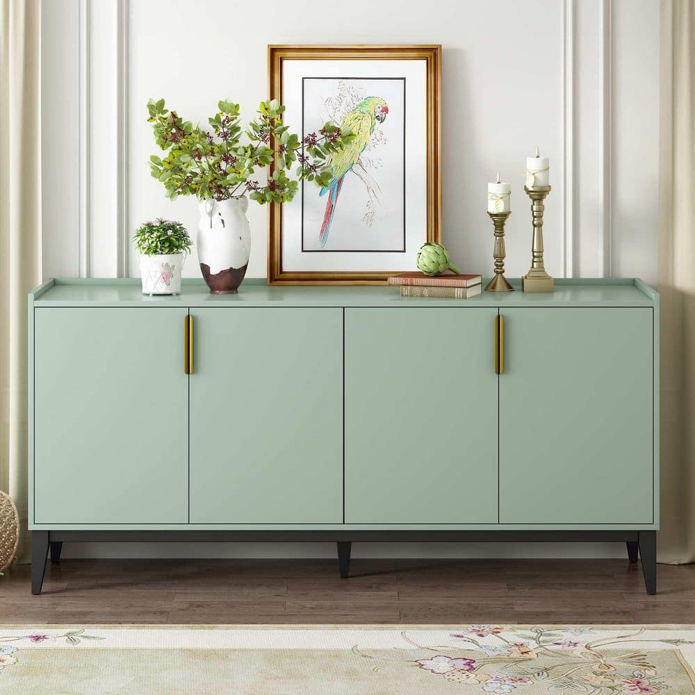 Polibi Green Wood 63 in. Sideboards with 4 Doors Ideal for Dining Table ...