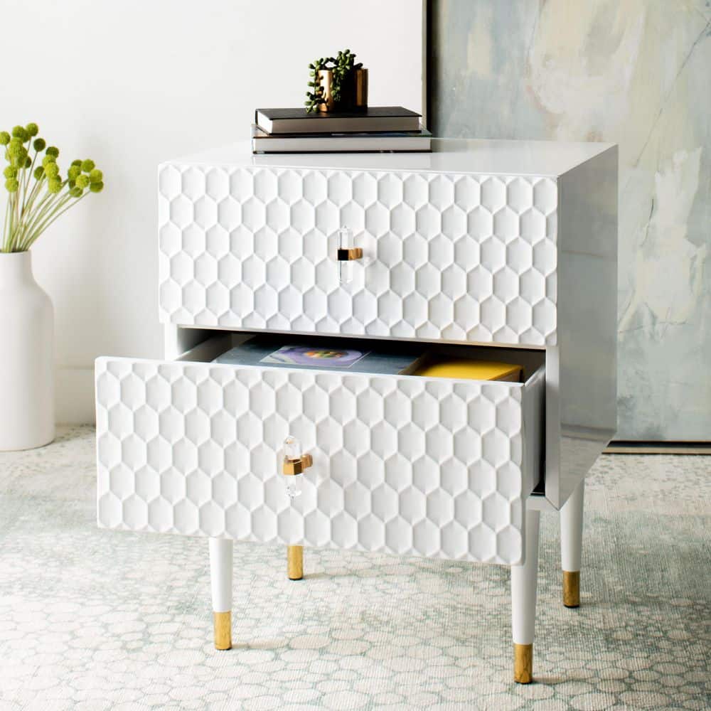 SAFAVIEH Neptune 21.3 in. White Rectangle End Table SFV3570A - The Home ...