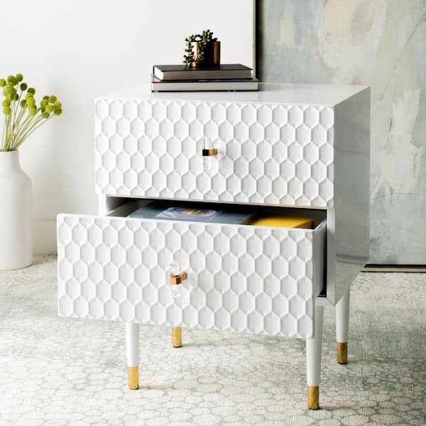 SAFAVIEH Neptune 21.3 in. White Rectangle End Table SFV3570A - The Home ...