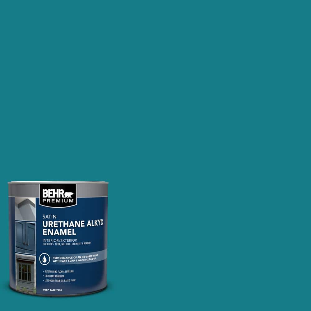BEHR PREMIUM 1 qt. #PPU13-01 Caribe Satin Enamel Urethane Alkyd ...