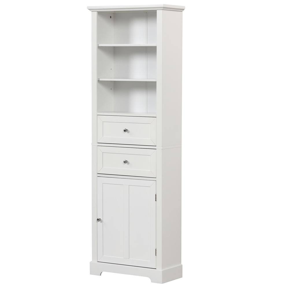 Nestfair 22 in. W x 10 in. D x 67 in. H Freestanding White Tall Linen ...