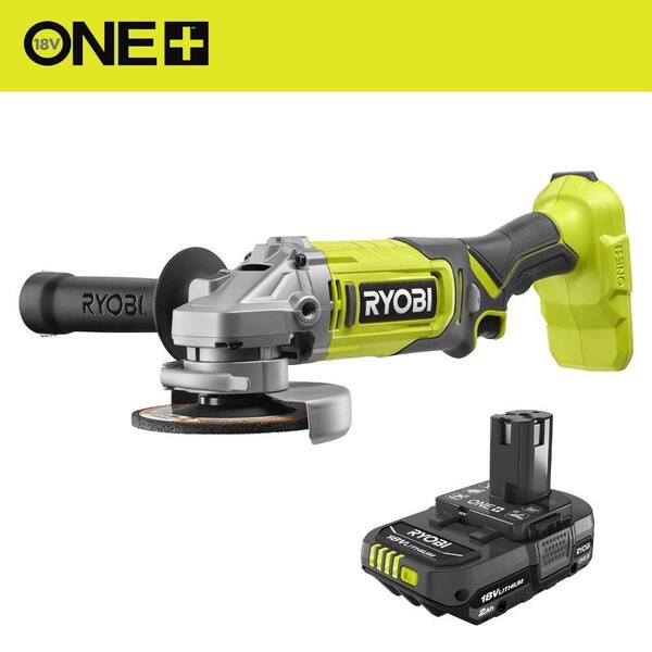 RYOBI ONE+ 18V Cordless 4-1/2 in. Angle Grinder with FREE ONE+ 18V 2.0 ...