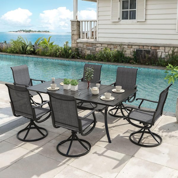 Reviews for DIFY 7-Piece Metal Textilene Outdoor Patio Dining Set with ...