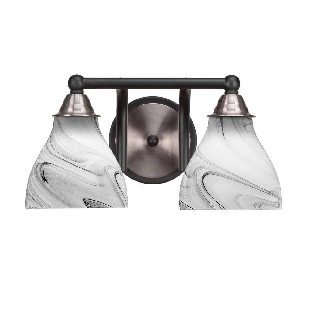 Madison 8 in. 2-Light Bath Bar, Matte Black and Brushed Nickel, Onyx ...