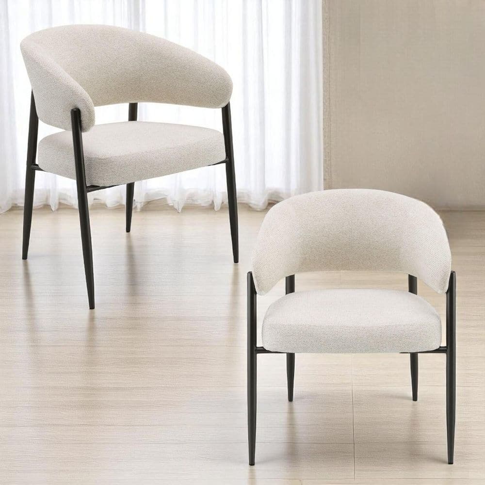 HOME IMPORTS EMPORIUM 31 in. H Black Fabric Arm Chair Set of 2 with ...