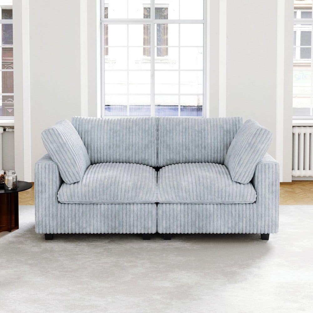 Magic Home Cloud Couch 79 in. Faux Rabbit Fur Velvet Down 2-Seater ...