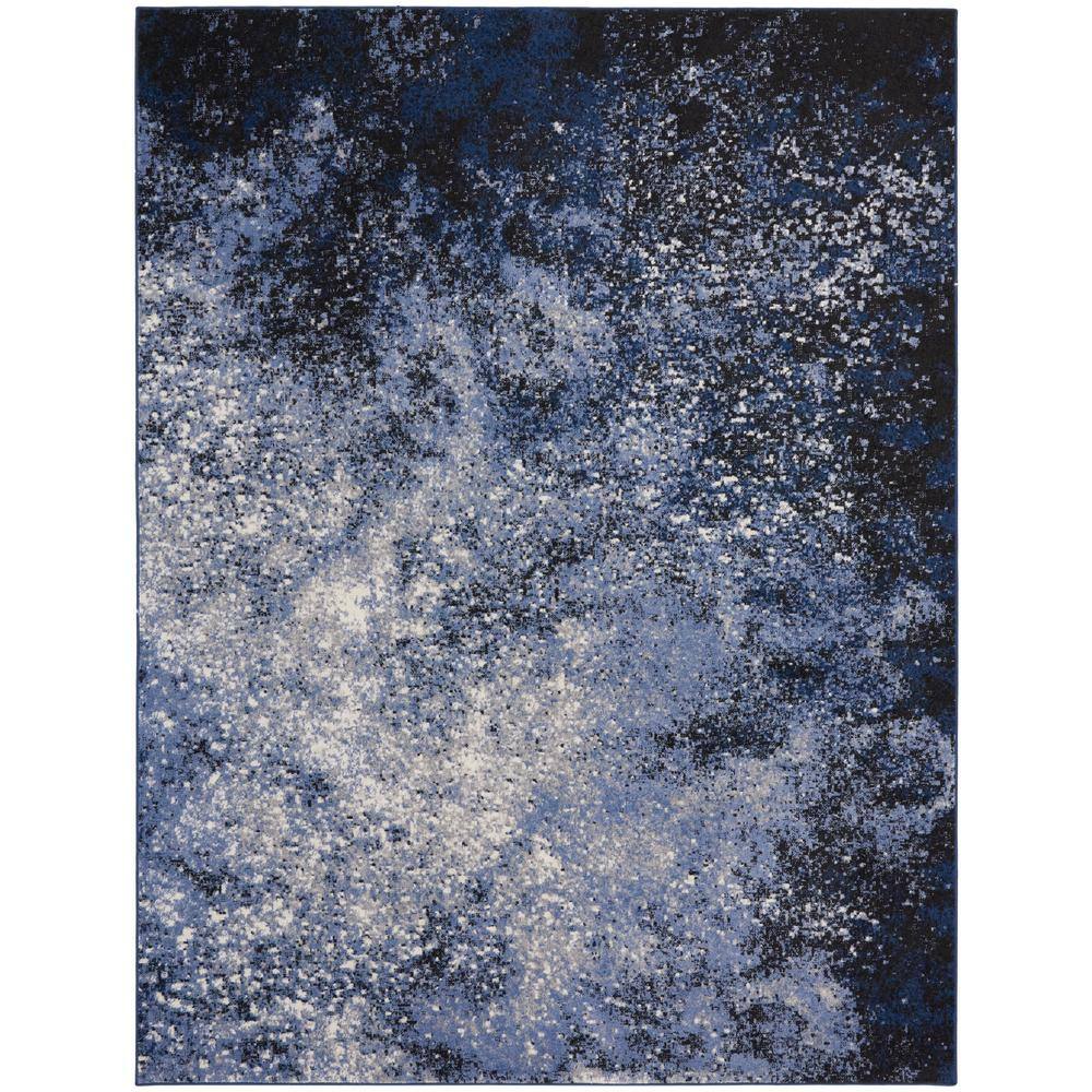 Nourison Passion Light Blue Black 8 ft. x 10 ft. Abstract Contemporary ...