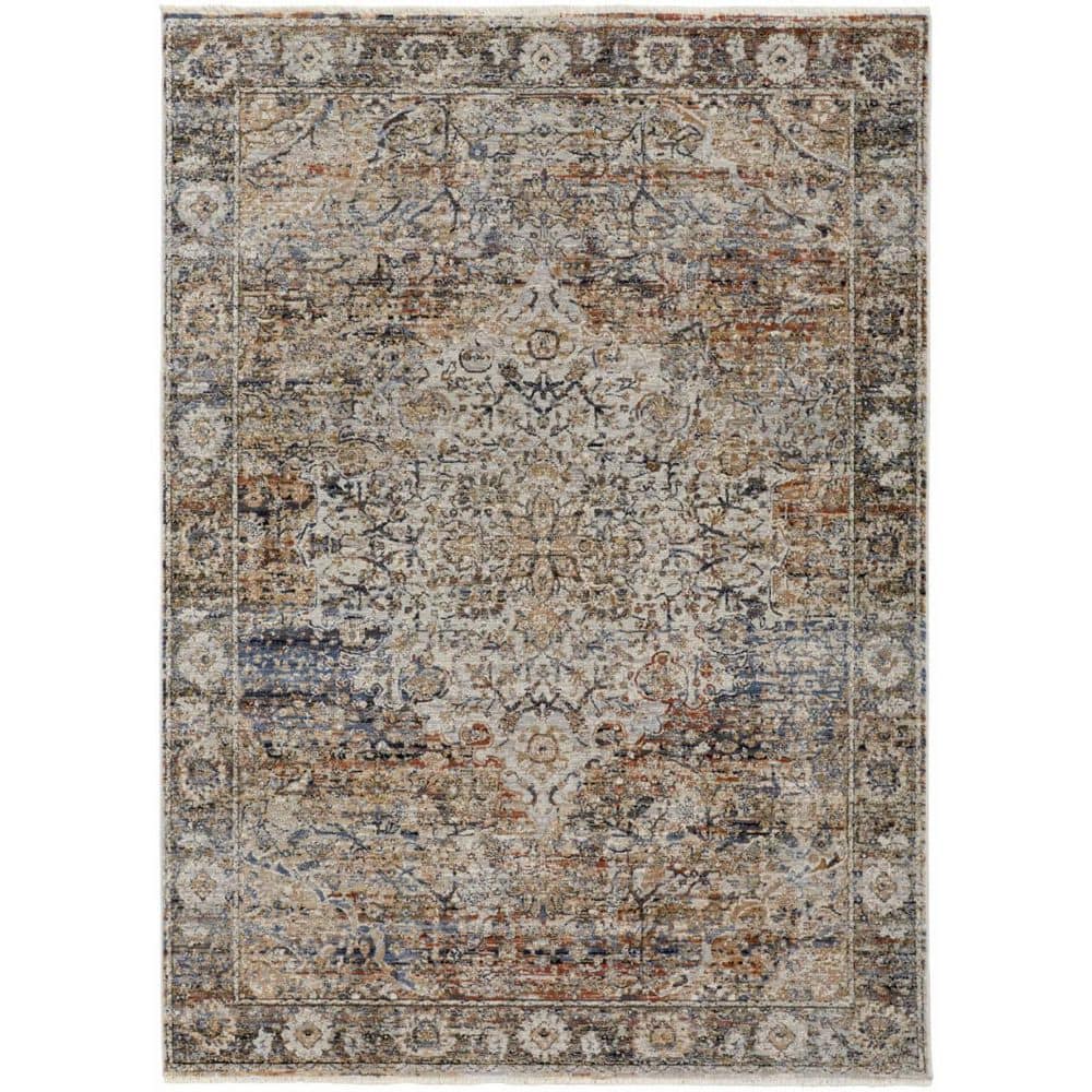 HomeRoots 3 ft. x 5 ft. Tan, Blue, Brown Oriental Area Rug 2000567250 ...