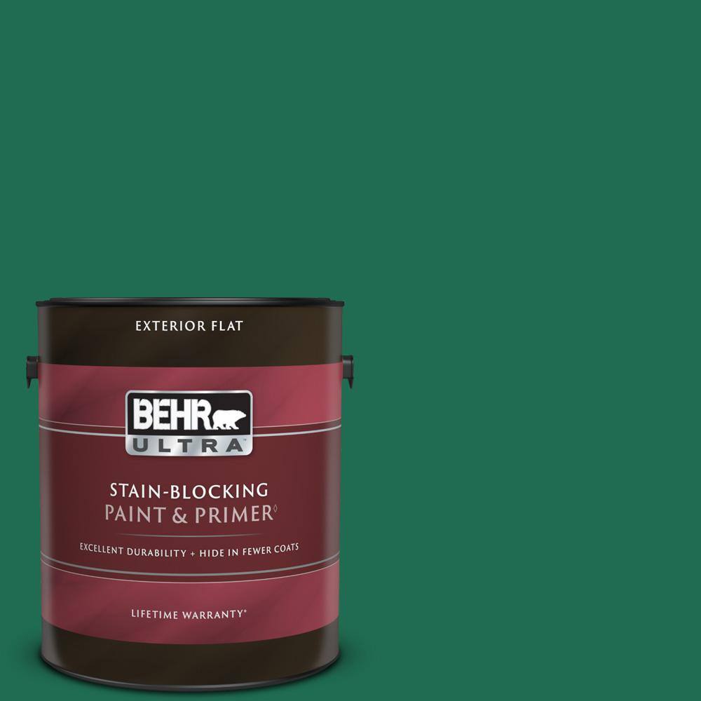 BEHR ULTRA 1 gal. #P430-7 Sparkling Emerald Flat Exterior Paint ...