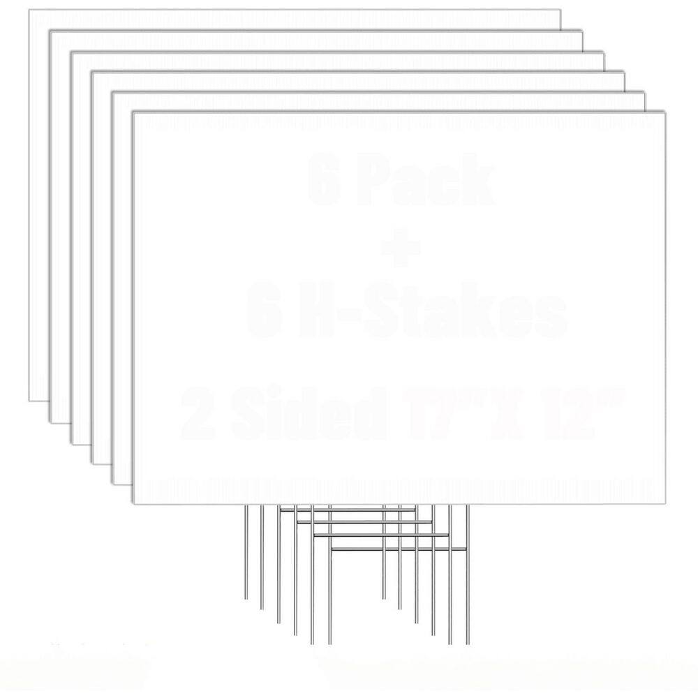 Phewnyzo 6 Pack 18x24 Inch Blank Yard Signs with Stakes, White Plastic ...