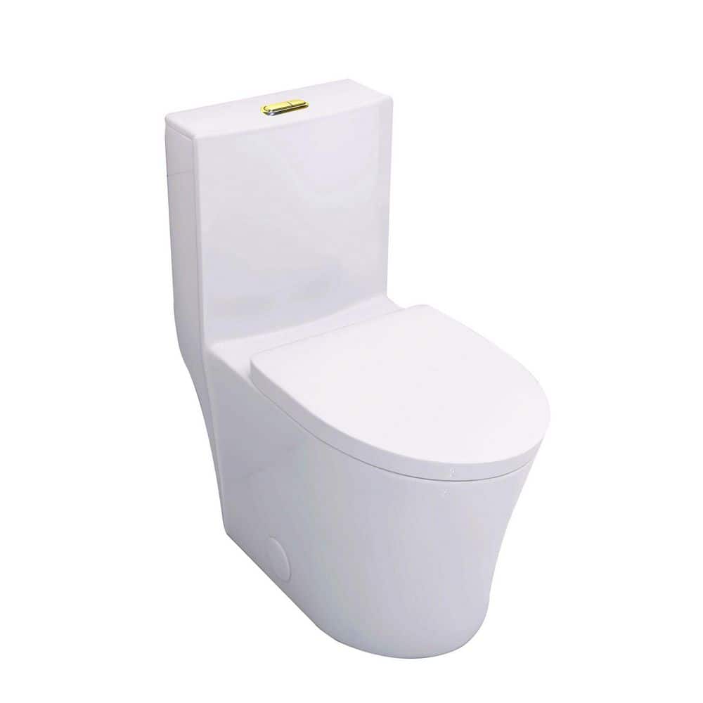 Lycvki 23 in. Round 1-piece 1.1/1.6 GPF Dual Flush Toilet in White for ...