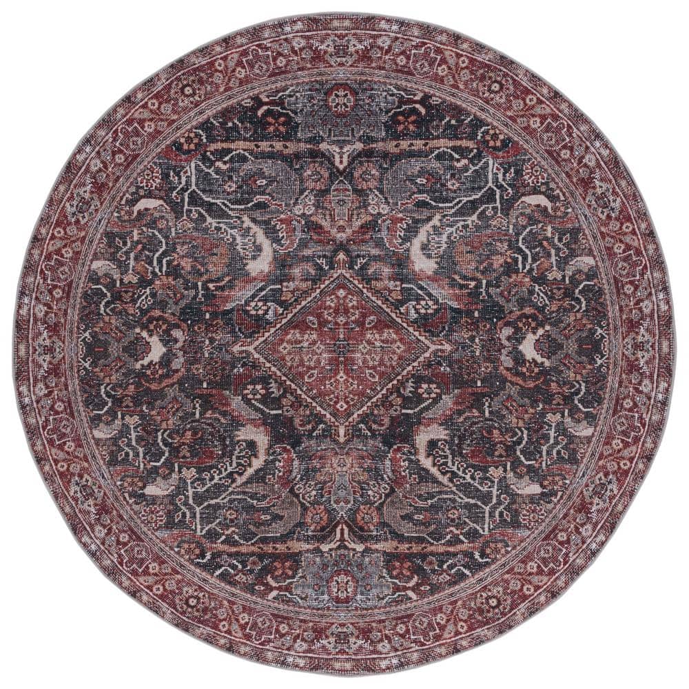 SAFAVIEH Tucson Dark Green/Rust 6 ft. x 6 ft. Machine Washable ...