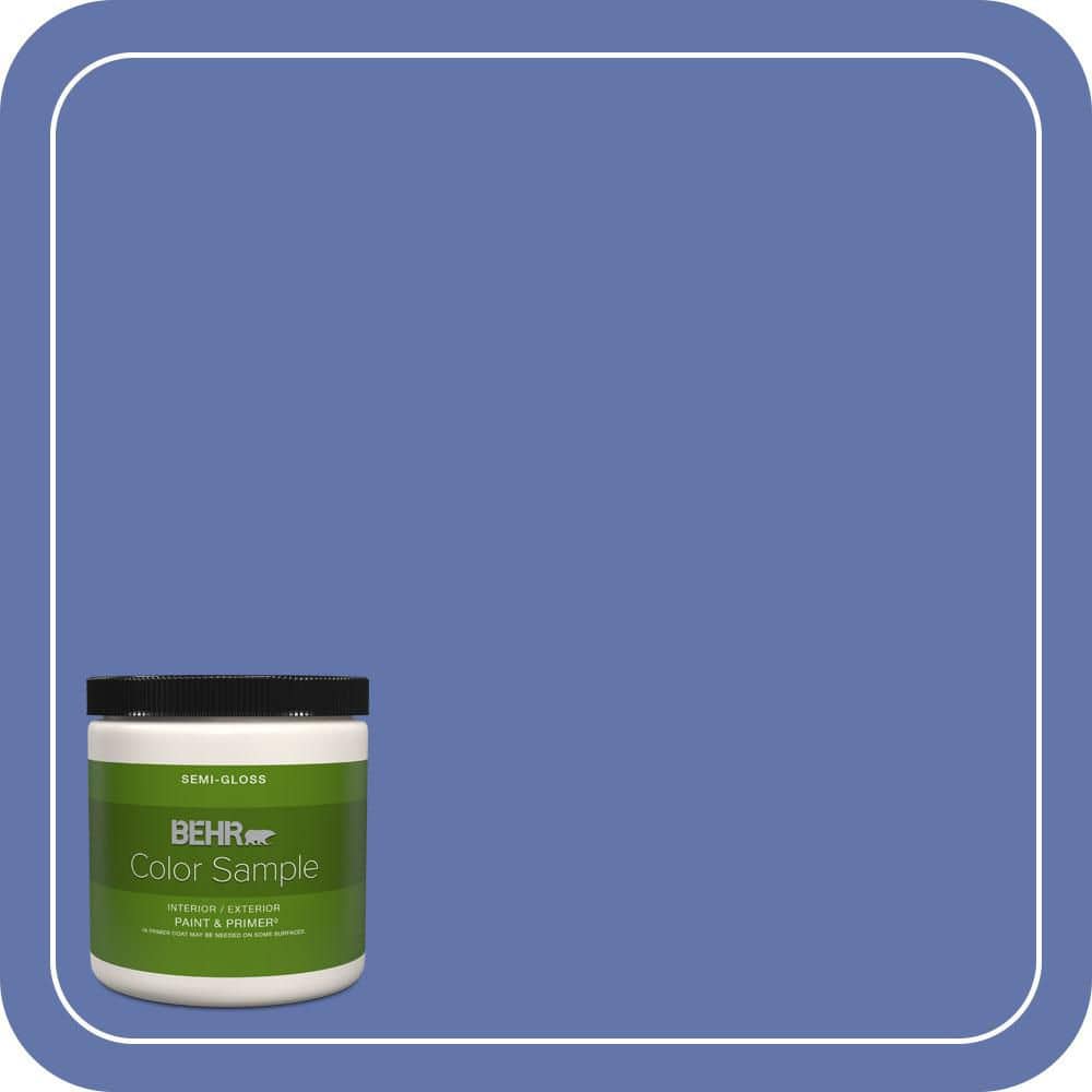 BEHR PREMIUM PLUS 8 oz. #600B-6 Sudden Sapphire Semi-Gloss Interior ...