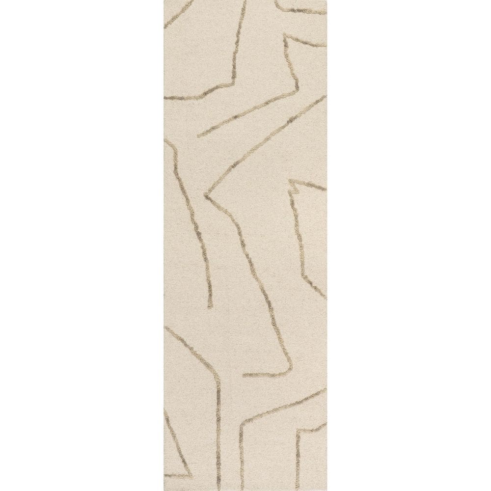 RUGS USA Mulholland Textured Wool Cream 2 ft. 6 in. x 8 ft. Runner Rug ...