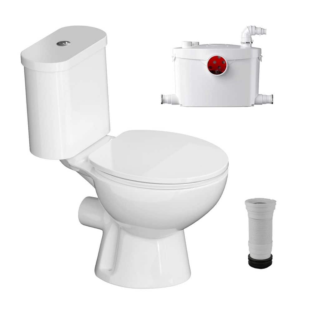 Findepot 2 piece Upflash Macerating Toilet 1.0/1.6 GPF Dual Flush Round ...