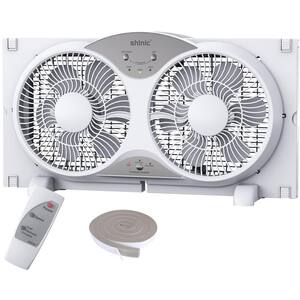 Angel Sar Twin 9" Blades Window Fan, 23.5" to 37" Adjustable Bathroom ...