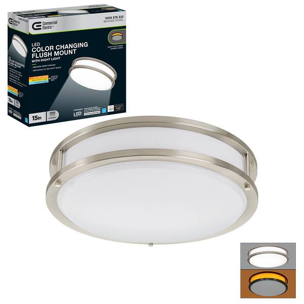 Reviews for Commercial Electric 15 in. Brushed Nickel Orbit LED Flush ...