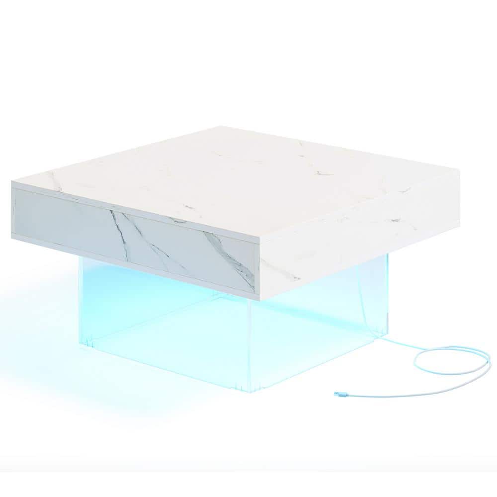 TRIBESIGNS WAY TO ORIGIN Calvin 31.5 in. White Square Wood Coffee Table ...