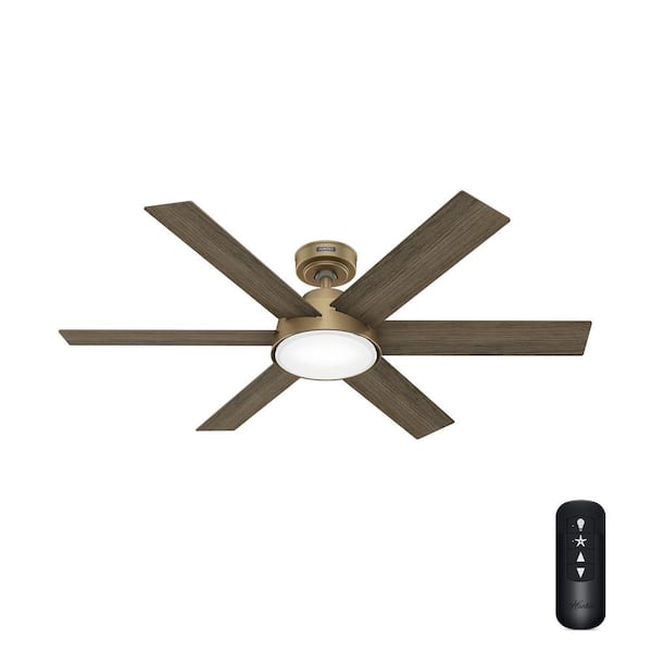 Hunter Donatella 52 in. Integrated LED Indoor Burnished Brass Ceiling ...