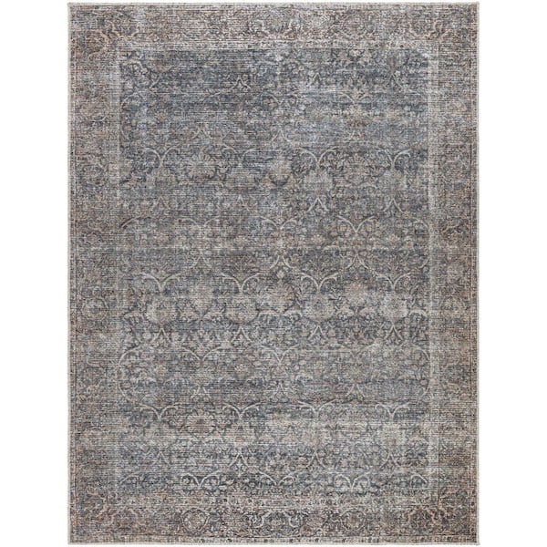 Livabliss Lorelai Gray Traditional 7 ft. x 9 ft. Indoor Machine-Washable Area Rug VVLO2303-679 ...
