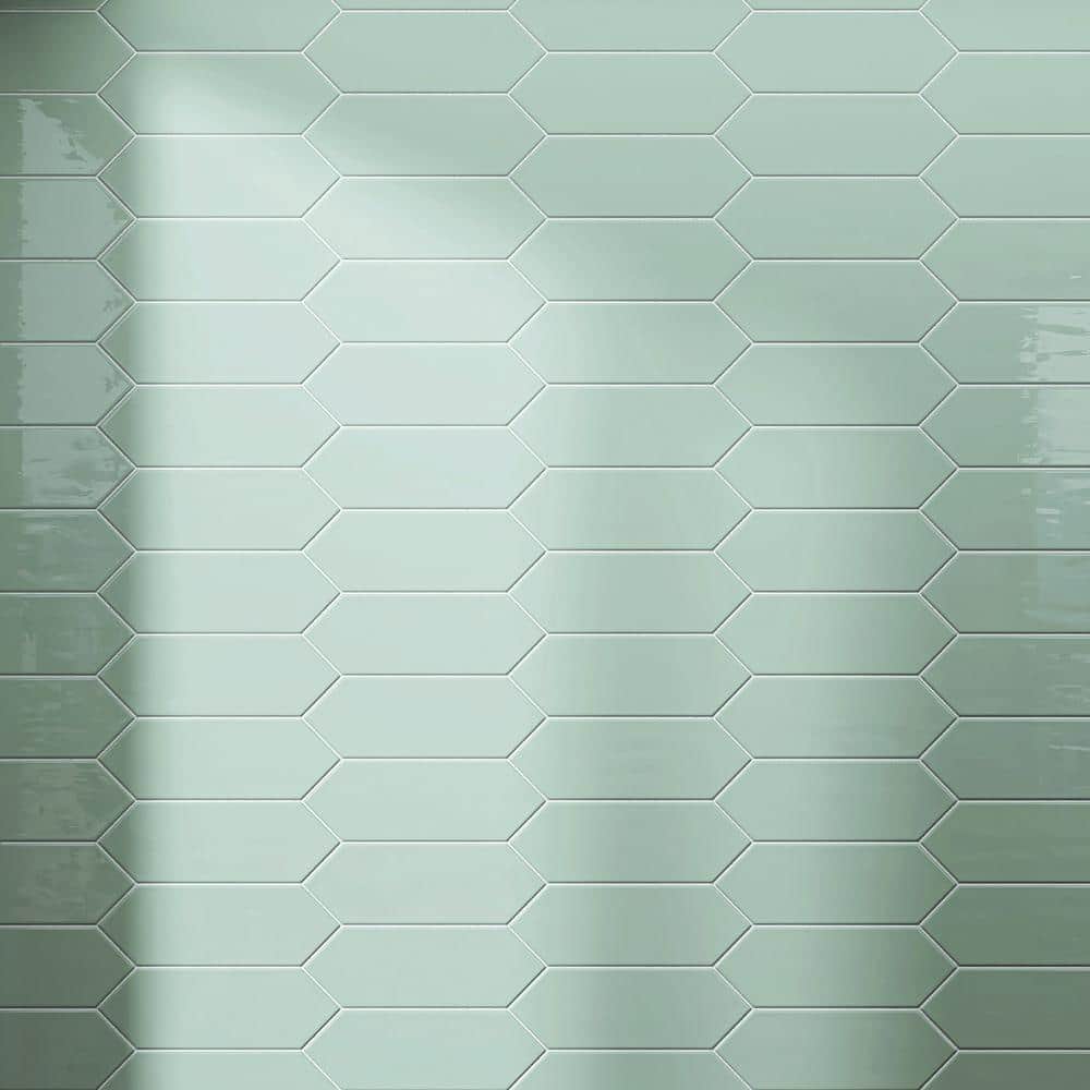MOLOVO Taylor Jade Green 3.94 in. X 11.81 in. Polished Ceramic Picket ...